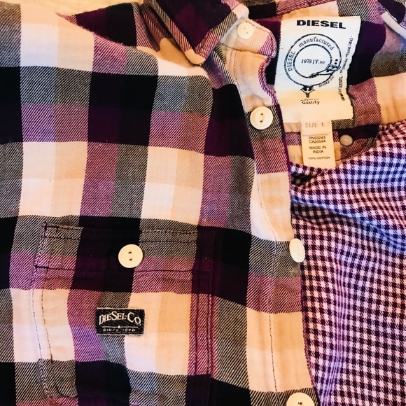 Diesel | Tops | Diesel Purplegrey Flannel | Poshmark